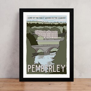 Pemberley Art Print - Pride and Prejudice Inspired Vintage Travel ...