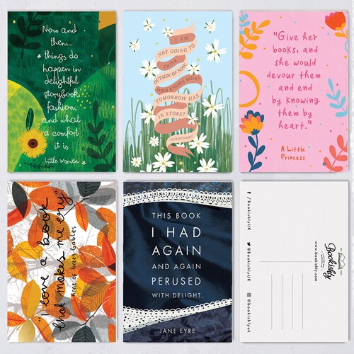 Postcard Set Classic Book Quotes Literary Gift - Etsy