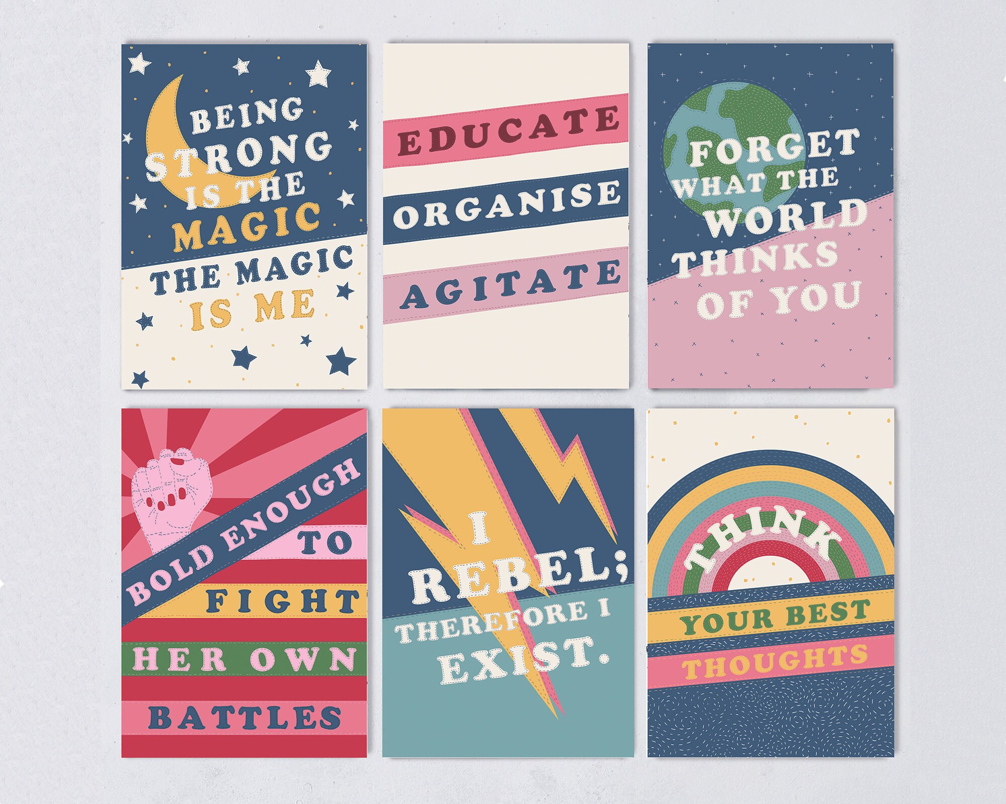 Postcard Set Slogan Empowering - Etsy UK