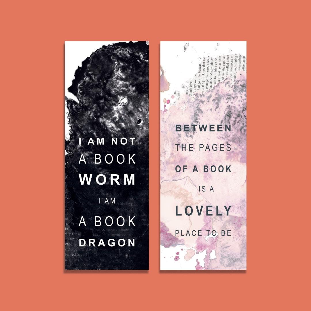 Set of Two Book Lover Bookmarks - Bookmark Set - Token Book Gift ...