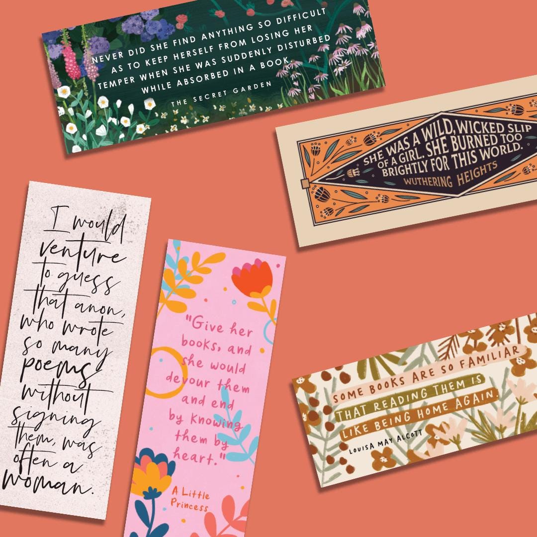 Book Lover Female Authors Bookmark Set - Bookmark Bundle - Five ...