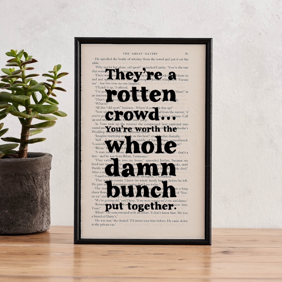 Great Gatsby Quote Frame Book Page Print - They're a Rotten Crowd - Etsy