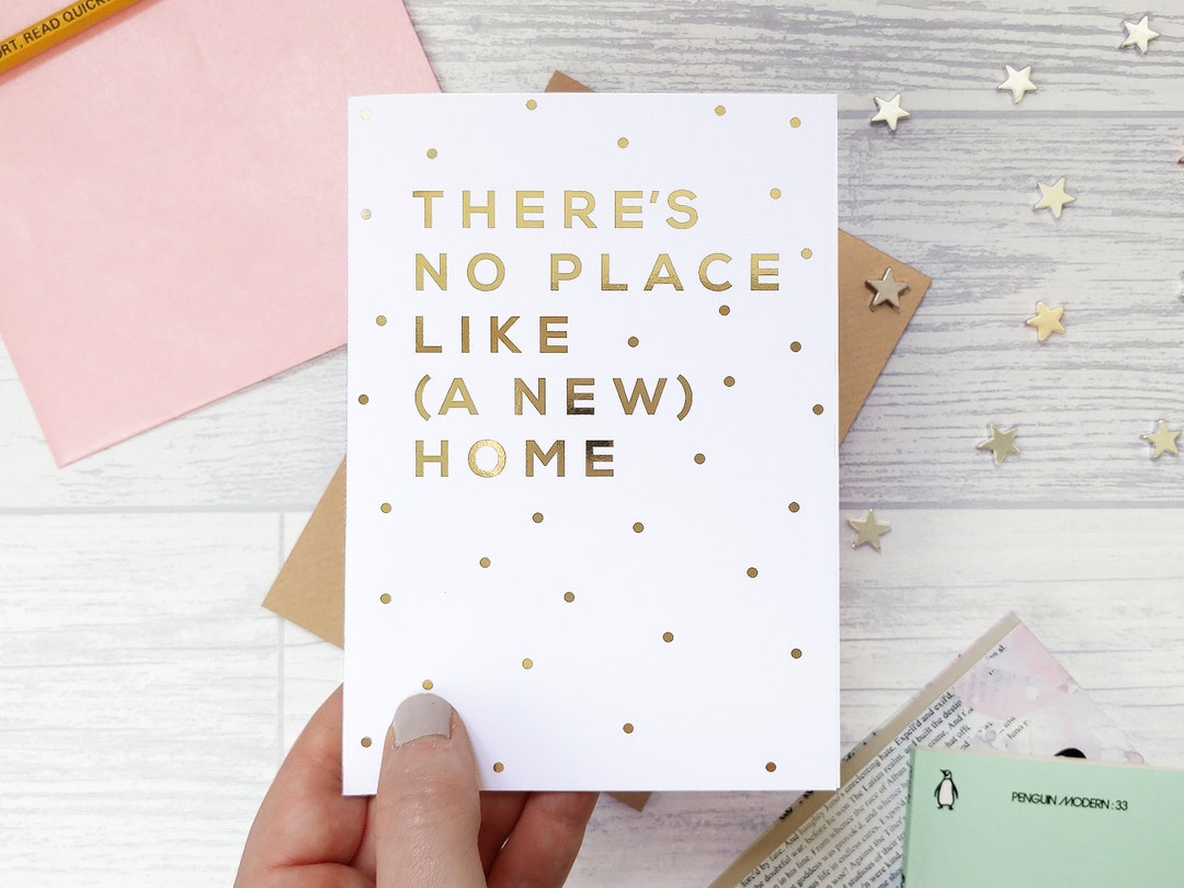 New Home Card Gold Foil Moving Card No Place Like Home - Etsy