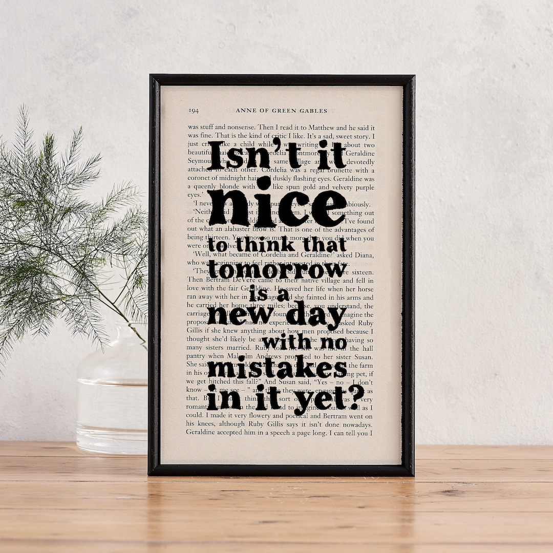 Anne of Green Gables Quote- Inspirational Quote- Book Page Art- Framed ...