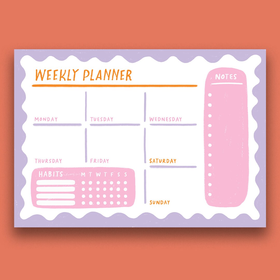 A4 Colourful Organisation Desk Pad - Colourful Stationery - Etsy