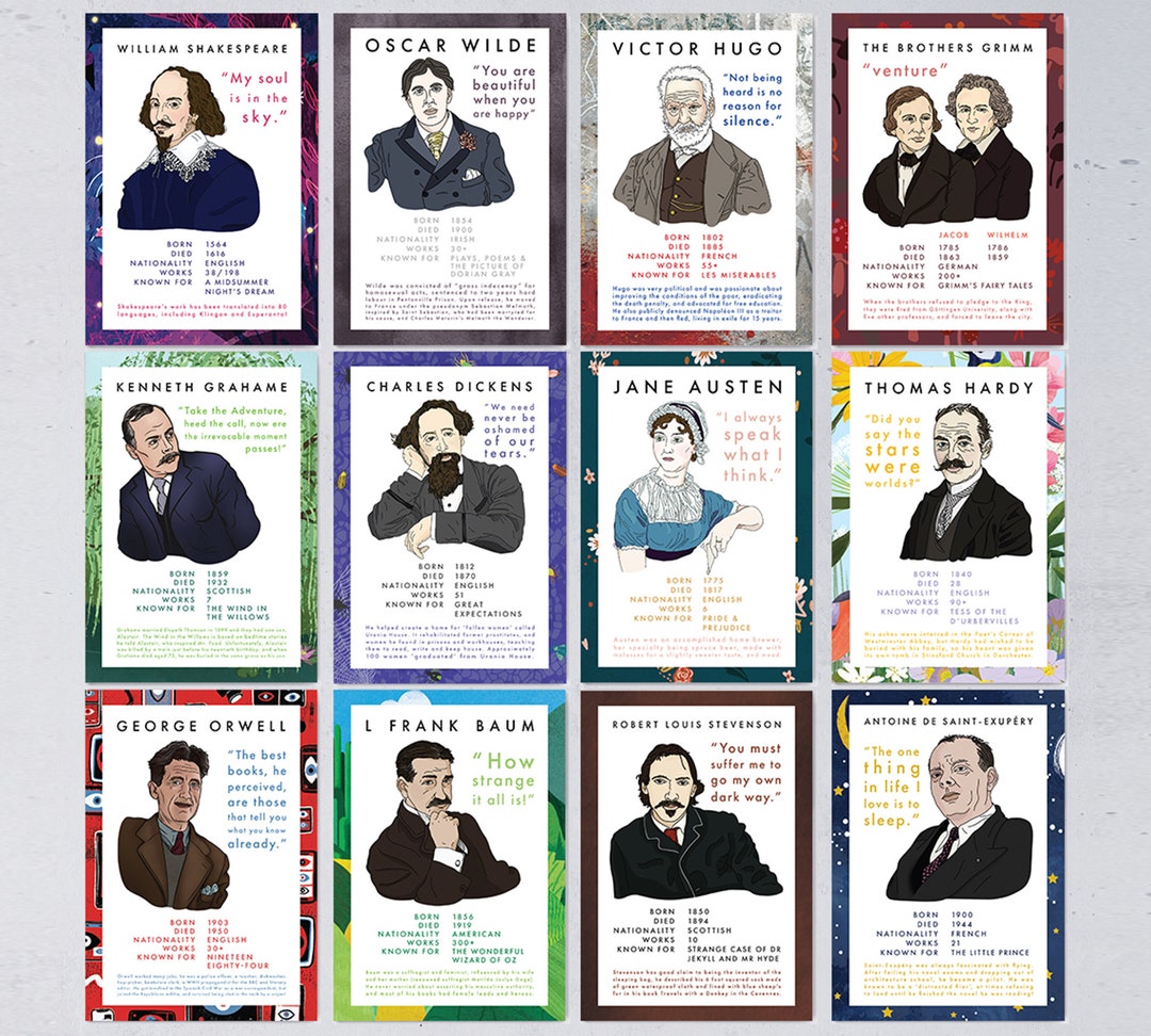 Classic Author Stat Postcard Set - 12 Postcards - 2021 Edition ...