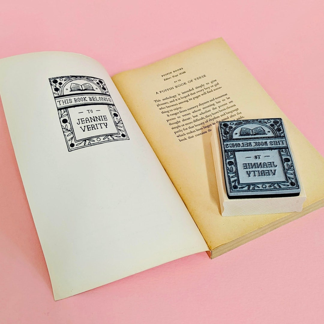 Personalised Book Rubber Stamp 'this Book Belongs To' - Custom Stamp ...