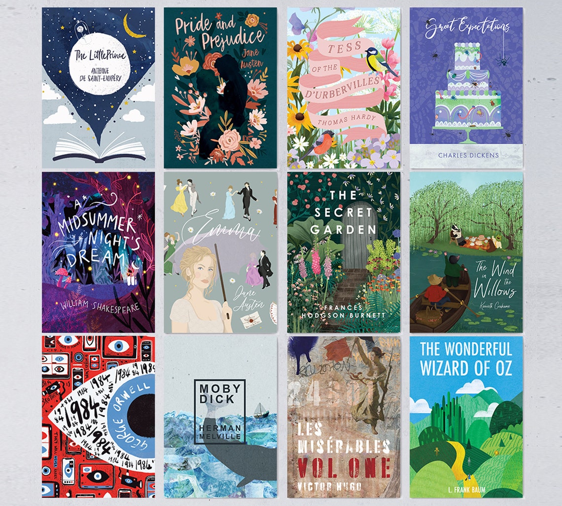 Classic Book Cover Postcard Set - 12 Postcards - Literary Postcards ...