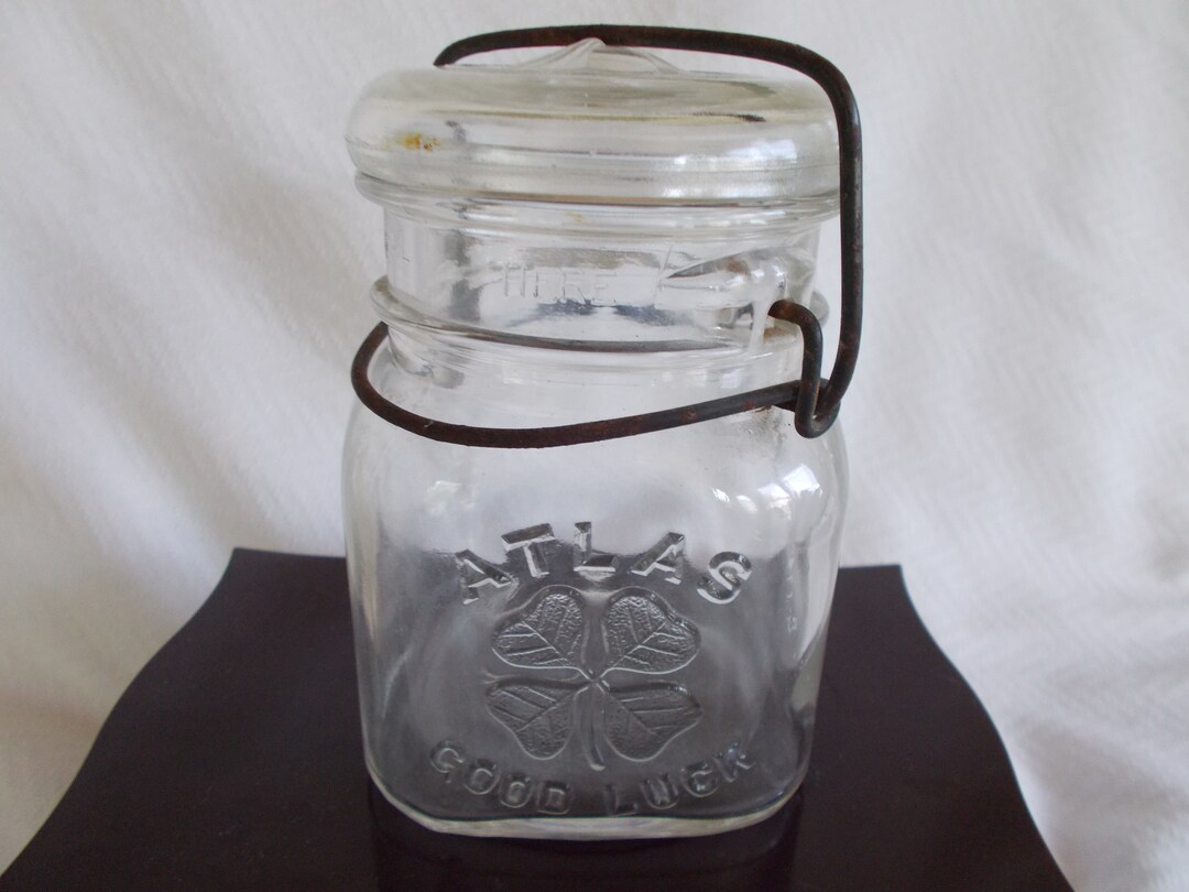 Vintage Small Glass Rustic Handle Good Luck Jar - Etsy