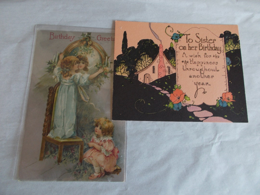 Antique Birthday Greetings Postcards Lot - Etsy