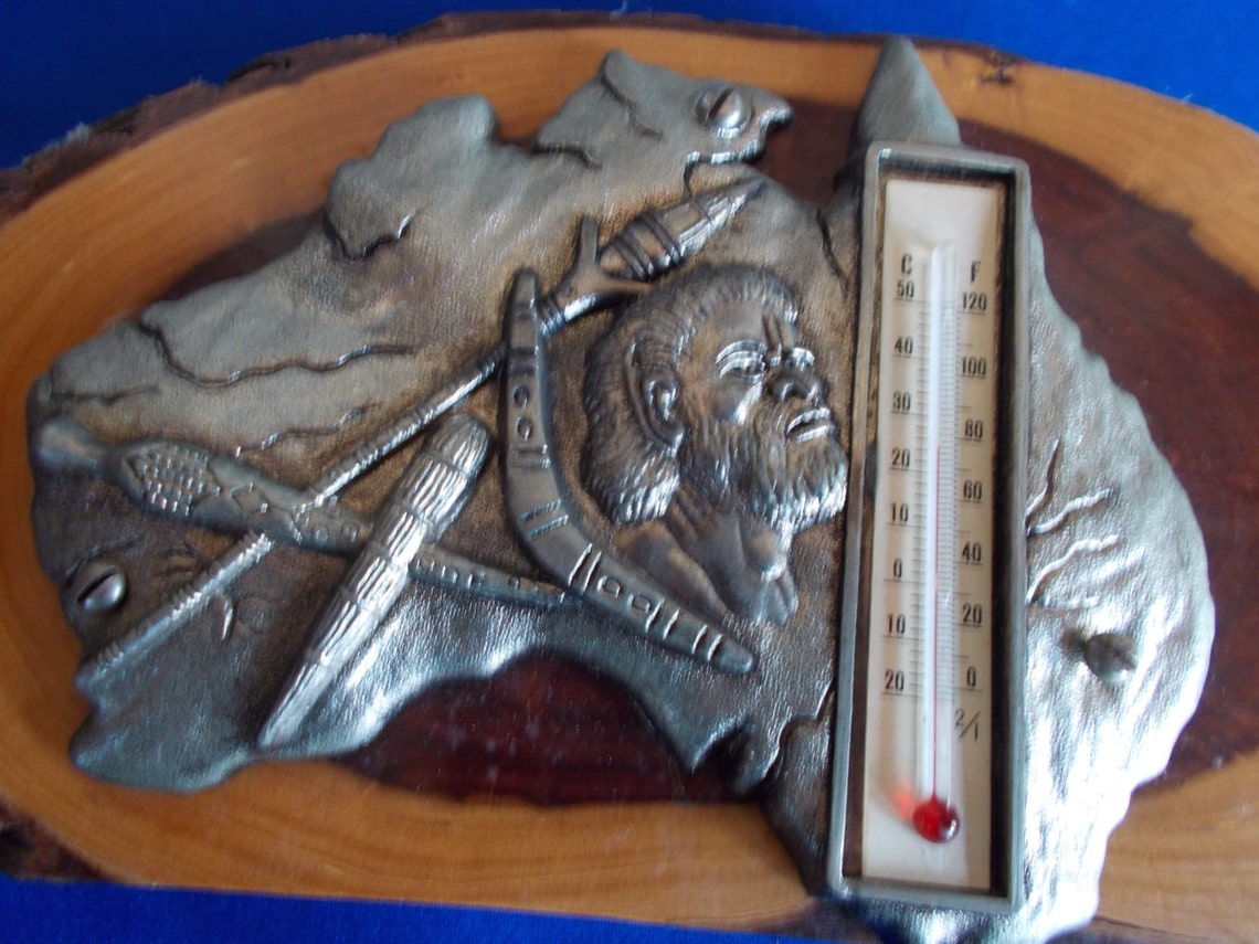Vintage Australian Wood Thermometer Plaque | Etsy