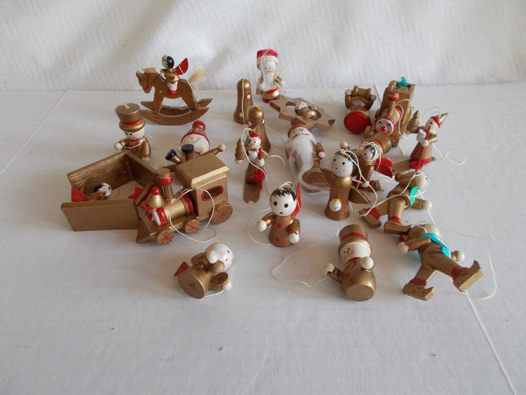 Vintage 20 Small Wooden Hanging Tree Ornament 1 Inch Tall or Smaller - Etsy