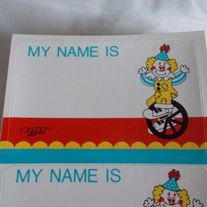 Vintage 10 Sheets of Circus Clown My Name is Stickers - Etsy