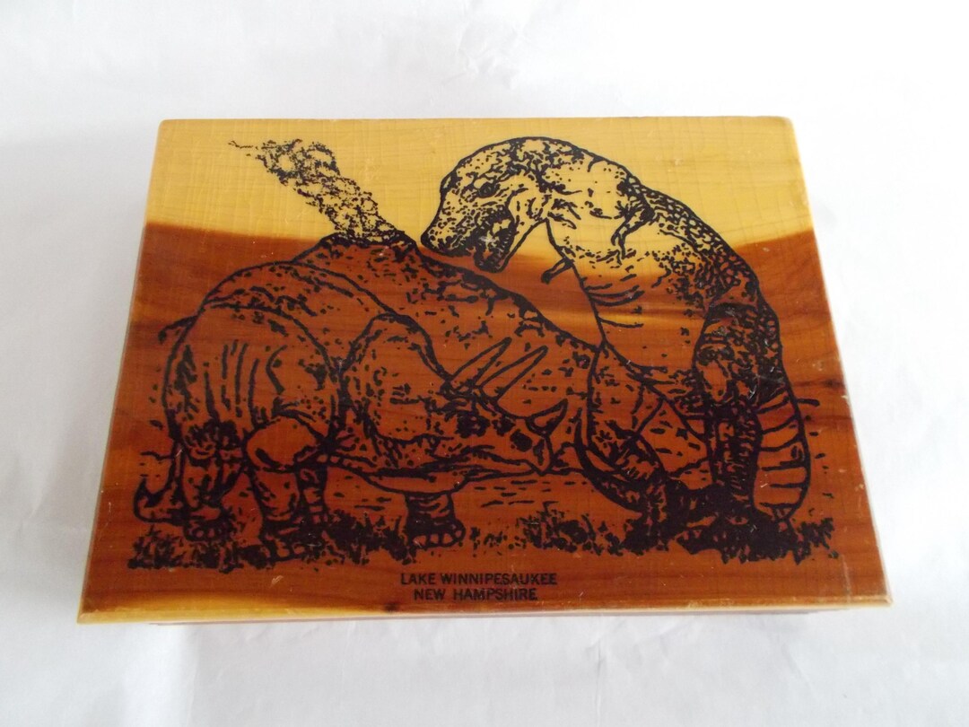 Vintage Small Wooden Dinosaur Box Lake Winnipesaukee N.H 6 1/2 X 4 1/2 ...
