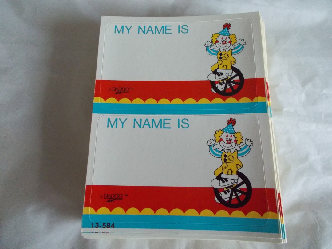Vintage 10 Sheets of Circus Clown My Name is Stickers - Etsy