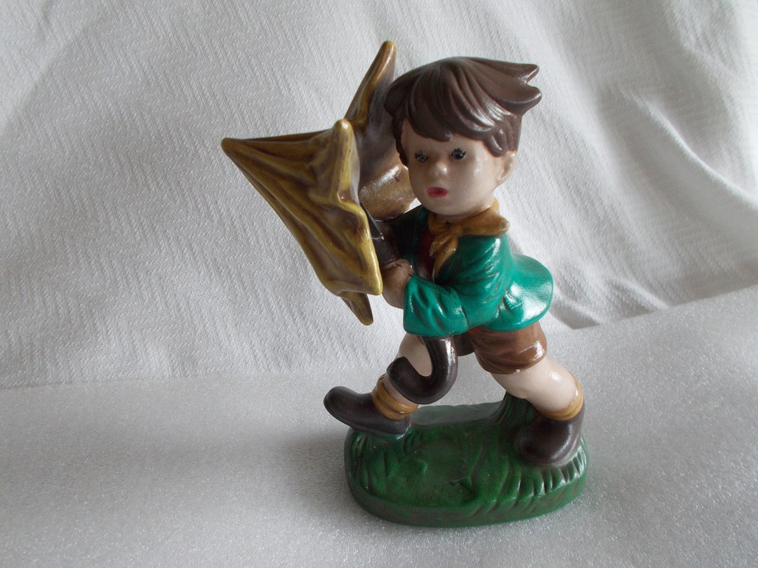 Vintage Ceramic Boy With Umbrella Statue 7 Inches Tall and Heavy - Etsy