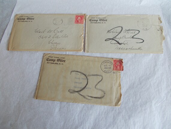 Vintage 3 Rare 1925 Camp Otter Pittsburg N.H Letters Envelopes - Etsy