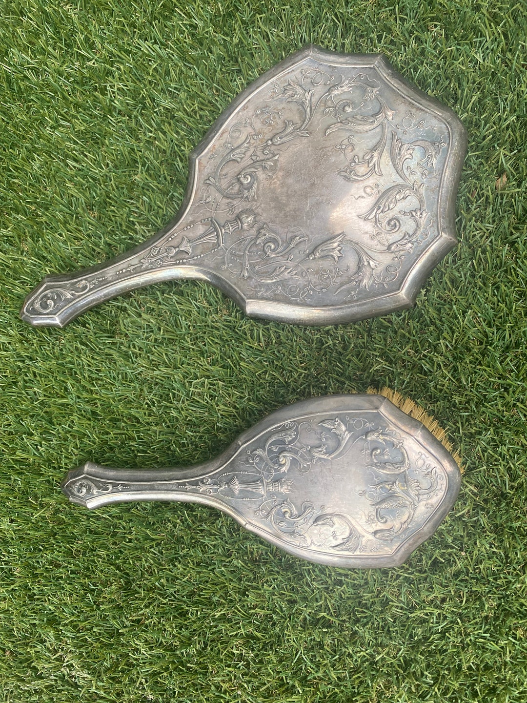 Art Deco Wilcox Vanity Hand Mirror and Brush - Etsy