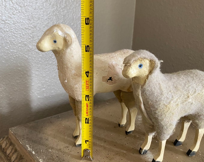 Large Vintage Paper Mache Sheep Figures - Etsy