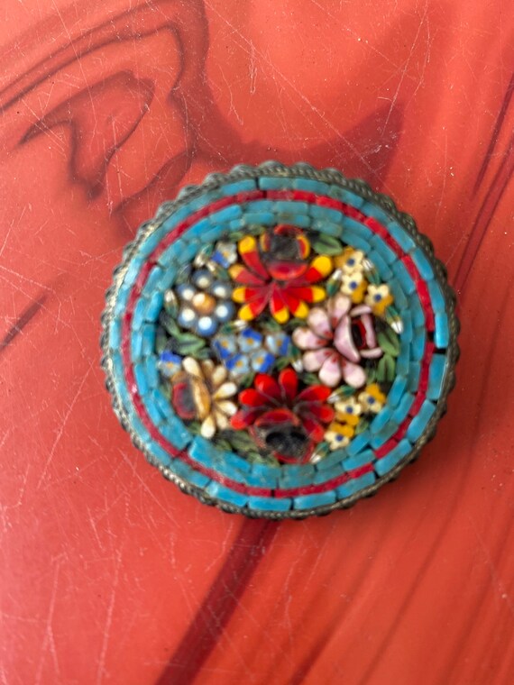 micro mosaic pin with - Gem
