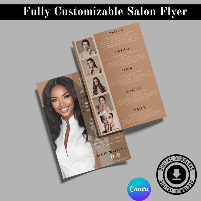 Editable Esthetician Flyer Canva Template | Modern Beauty Salon ...