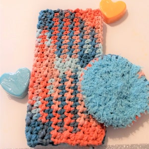 Dish Cloth With Scrubby, Cotton Dish Cloth, Scrubby, Crochet , Eco ...