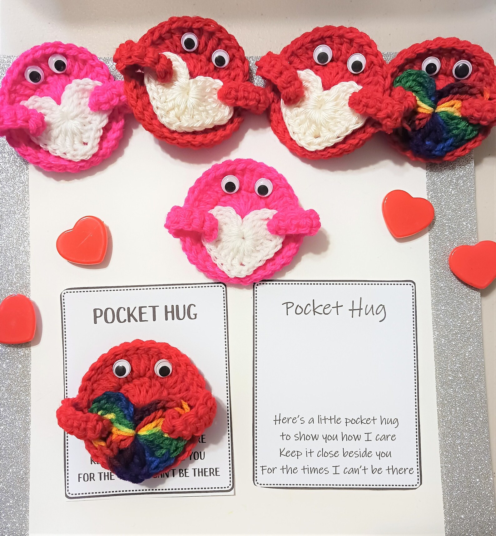 Rainbow Pocket Hug Love Note Red Pocket Hug Pink Pocket - Etsy