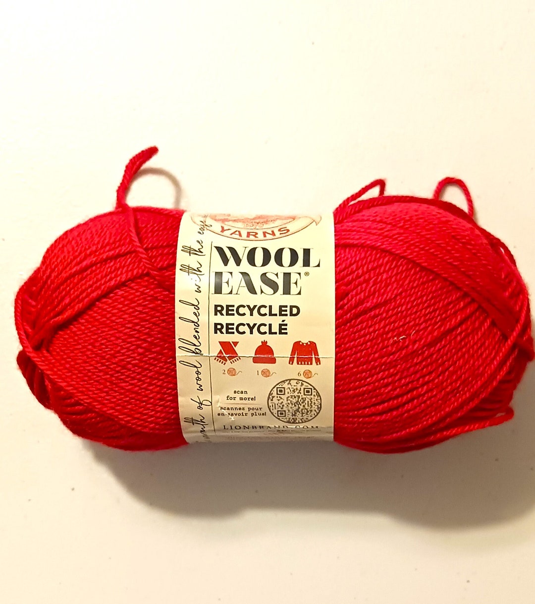 Lion Brand Wool Ease Recycled Yarn, Red Yarn, Wool Yarn, Destash - Etsy