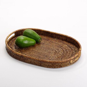 Oval Tray, Hand Woven From Natural Rattan in Colonial and Rustic Style ...