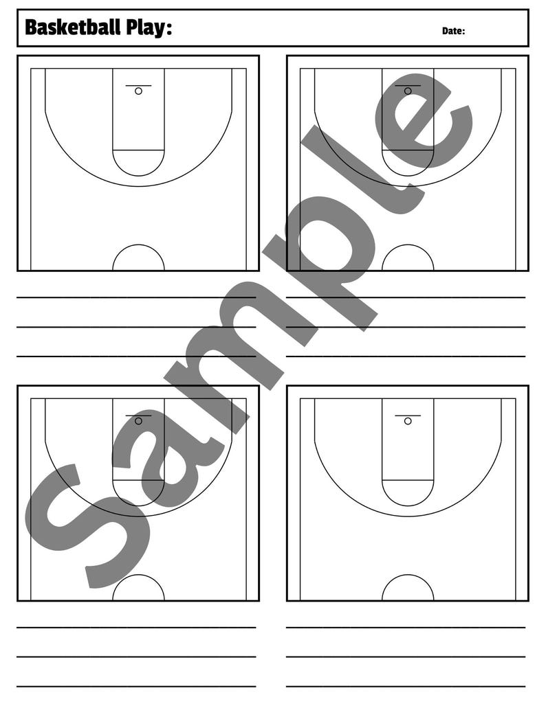Basketball Coaching Play Sheet Half Court Template PDF Digital Download ...