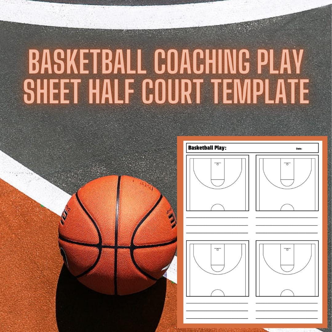 Basketball Coaching Play Sheet Half Court Template PDF Digital Download ...