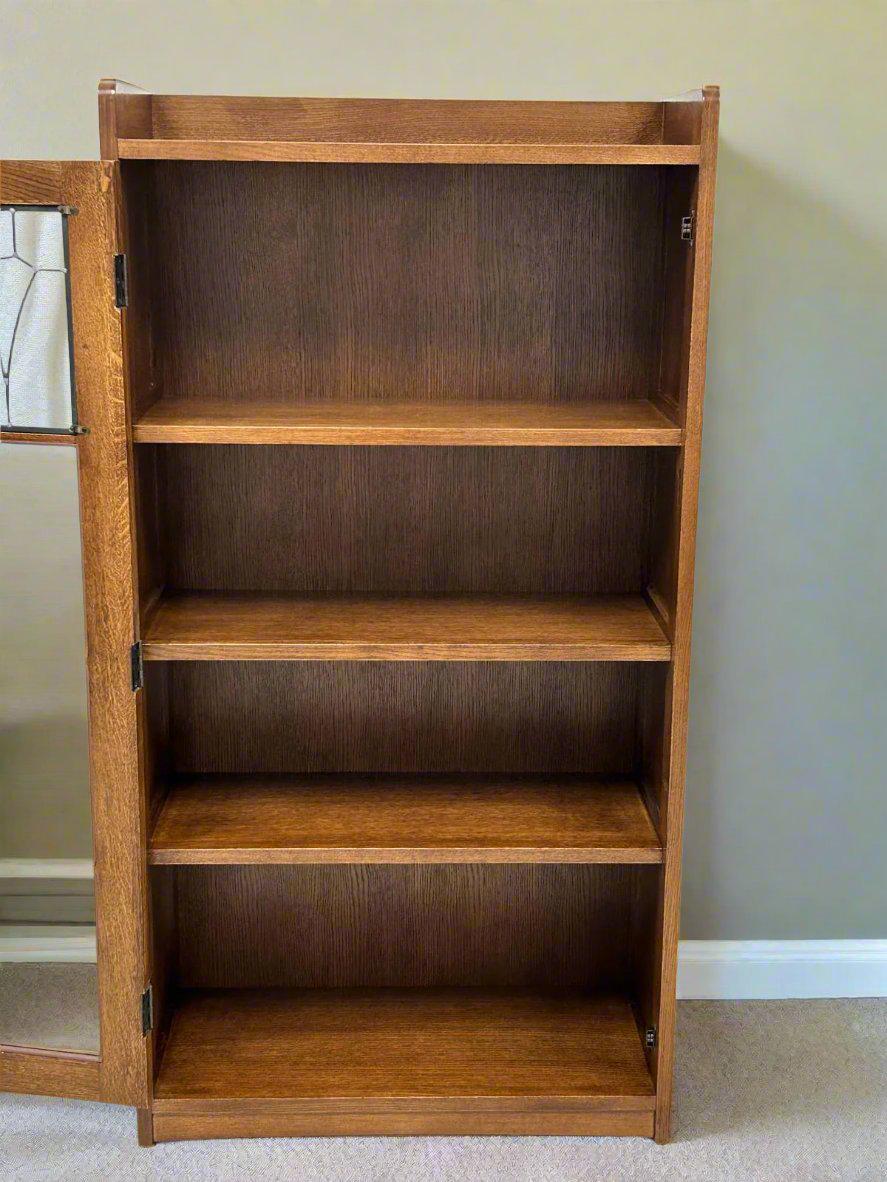 Craftsman Mission Quarter Sawn Oak Bookcase With Leaded Glass - Etsy
