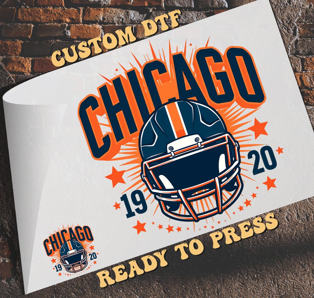Vintage Chicago Football Dtf Transfer, Retro Chicago Football Ready to ...