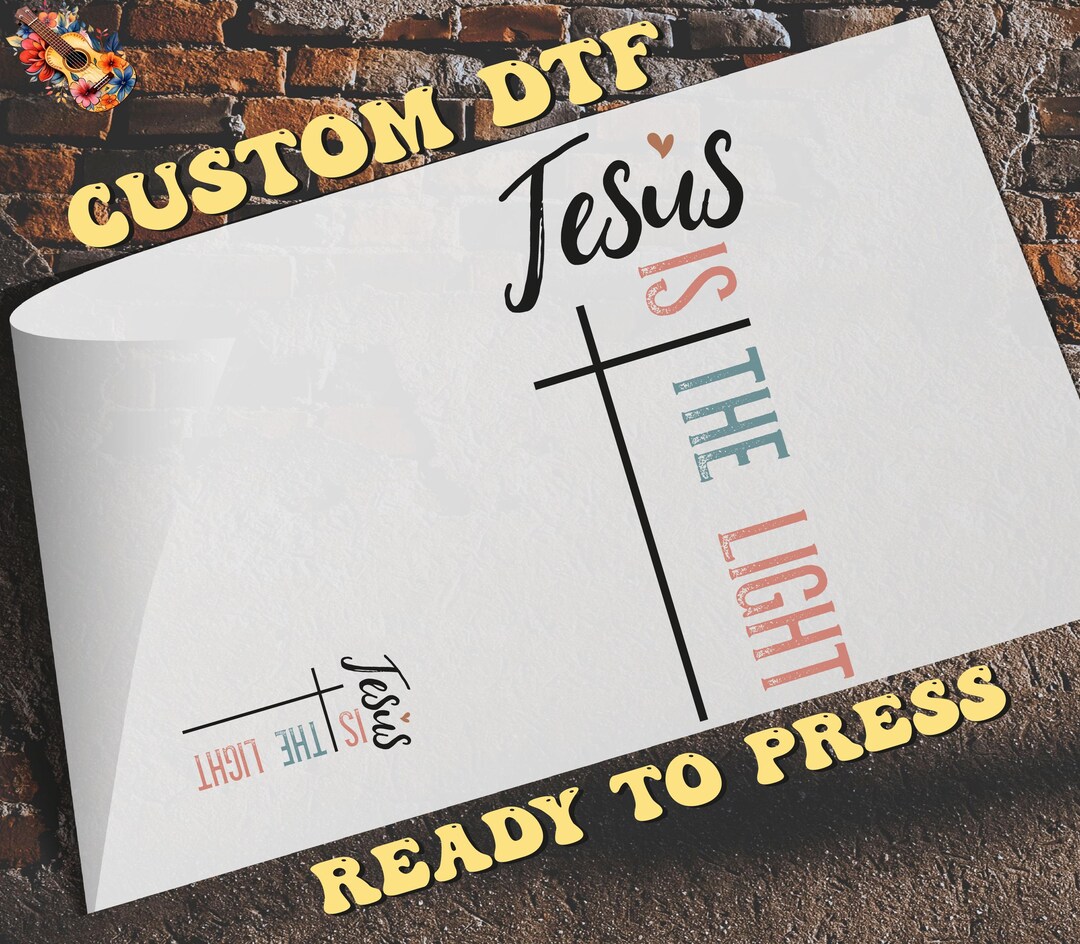 Jesus is the Light DTF Transfer, Ready to Press, Christian Floral Cross ...