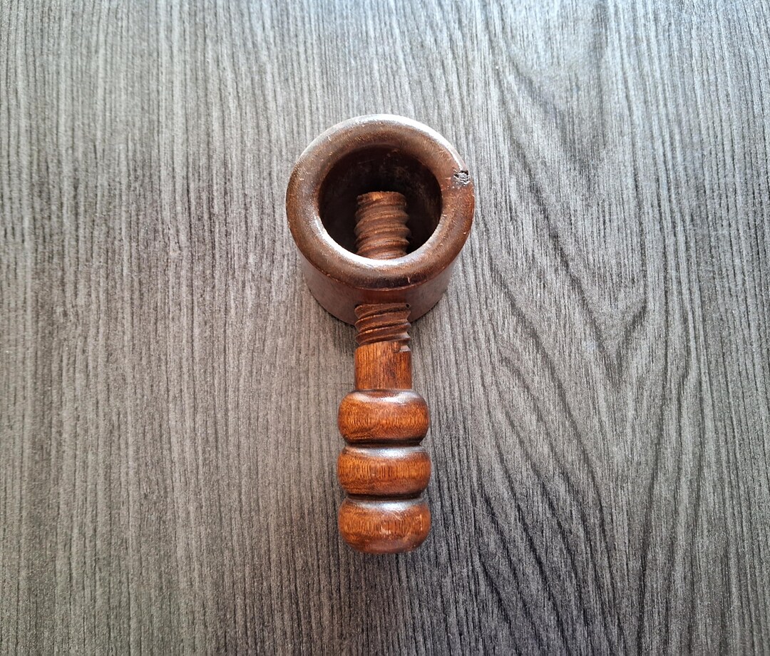 Vintage Wooden Screw Nutcracker: Functional Wood Nut Opener - Etsy