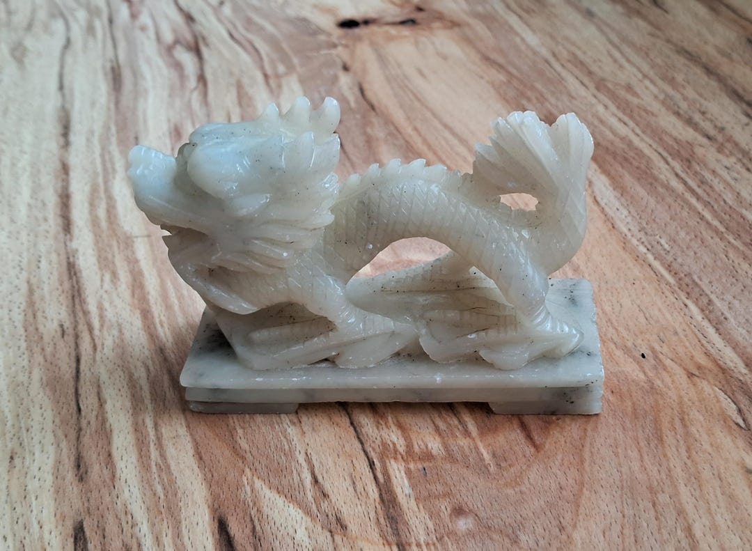 Chinese Dragon, Carved Soapstone Dragon, Feng Shui, Vintage Hand Carved ...