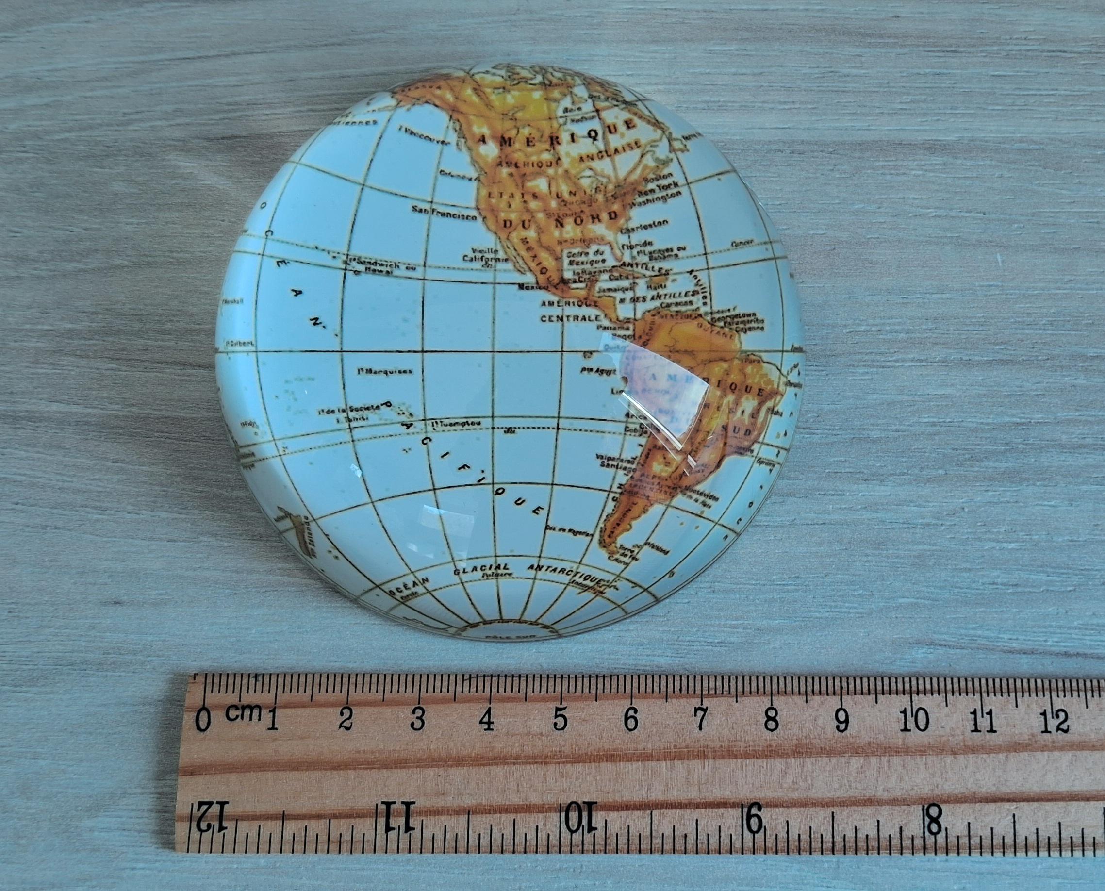 Vintage Map Glass Paperweight, USA, Americas, South America, Pacific ...