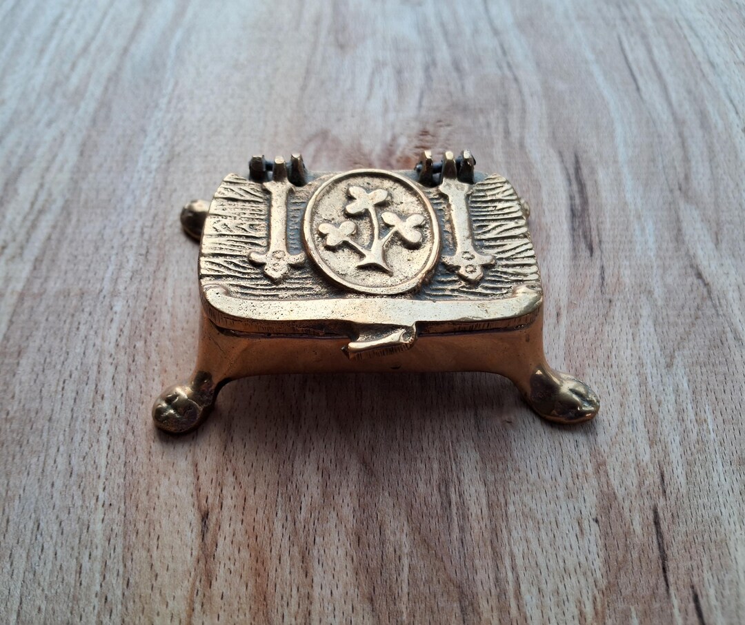 Brass Stamp Holder, Vintage Stamp Holder, Vintage Brass Box, Antique ...