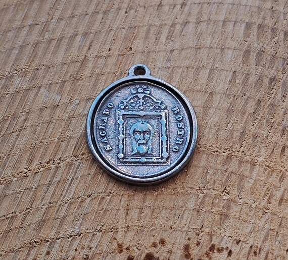 Silver pendant, vintage Sagrado Rostro, Sacred Face o… - Gem