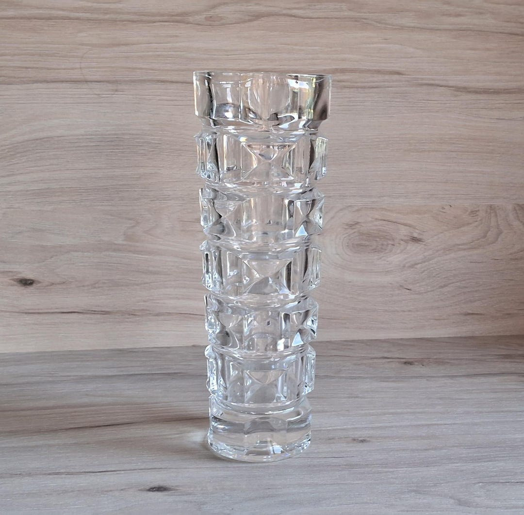 Luminarc Glass Vase, Vintage Luminarc Heavy Cubist, Brutalist, Bright ...