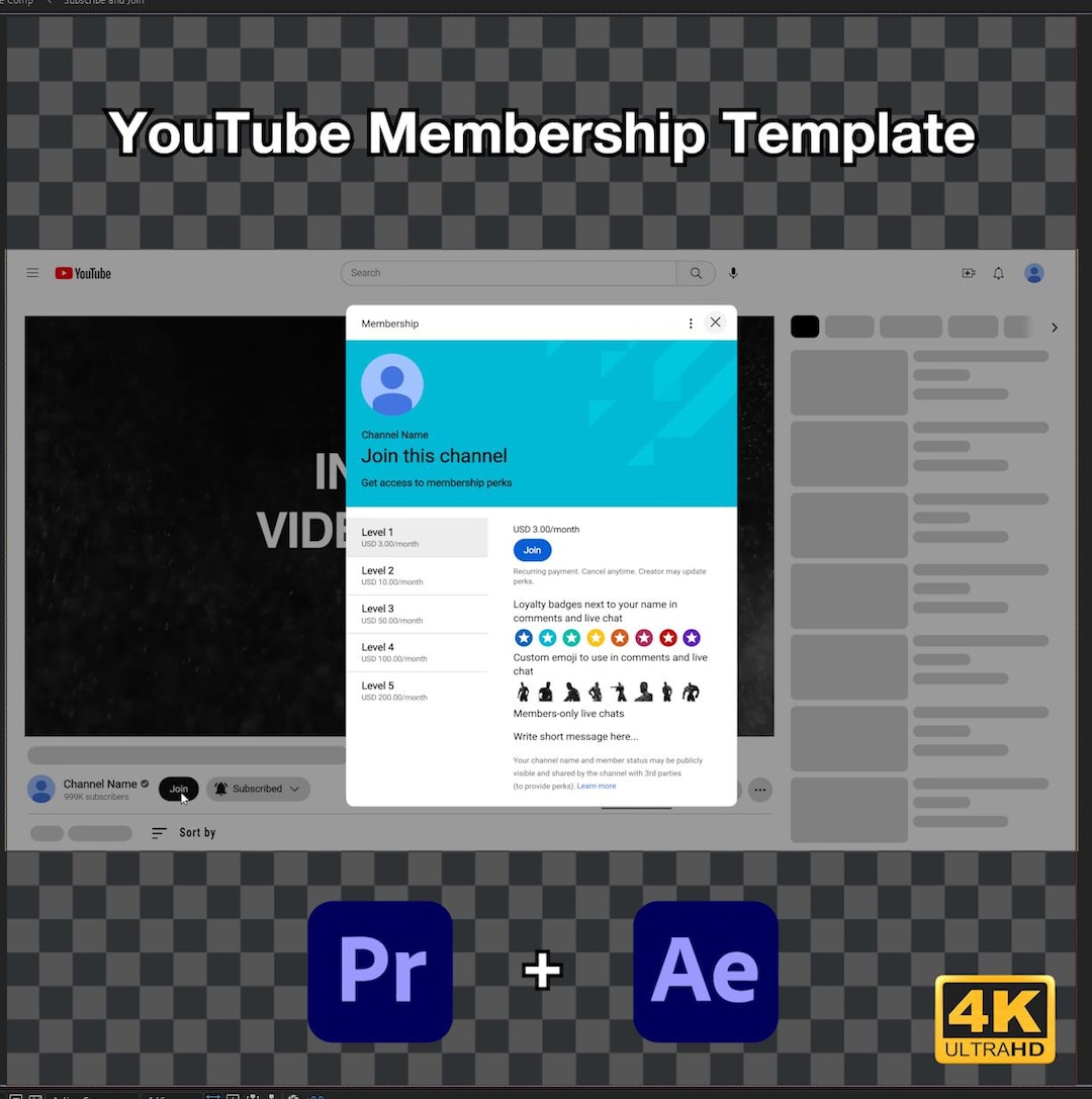Youtube Membership Join Animation | Light Mode - Etsy