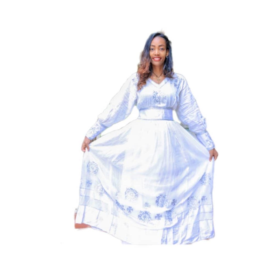 White Traditional Dress With Floral Embroidery - Etsy