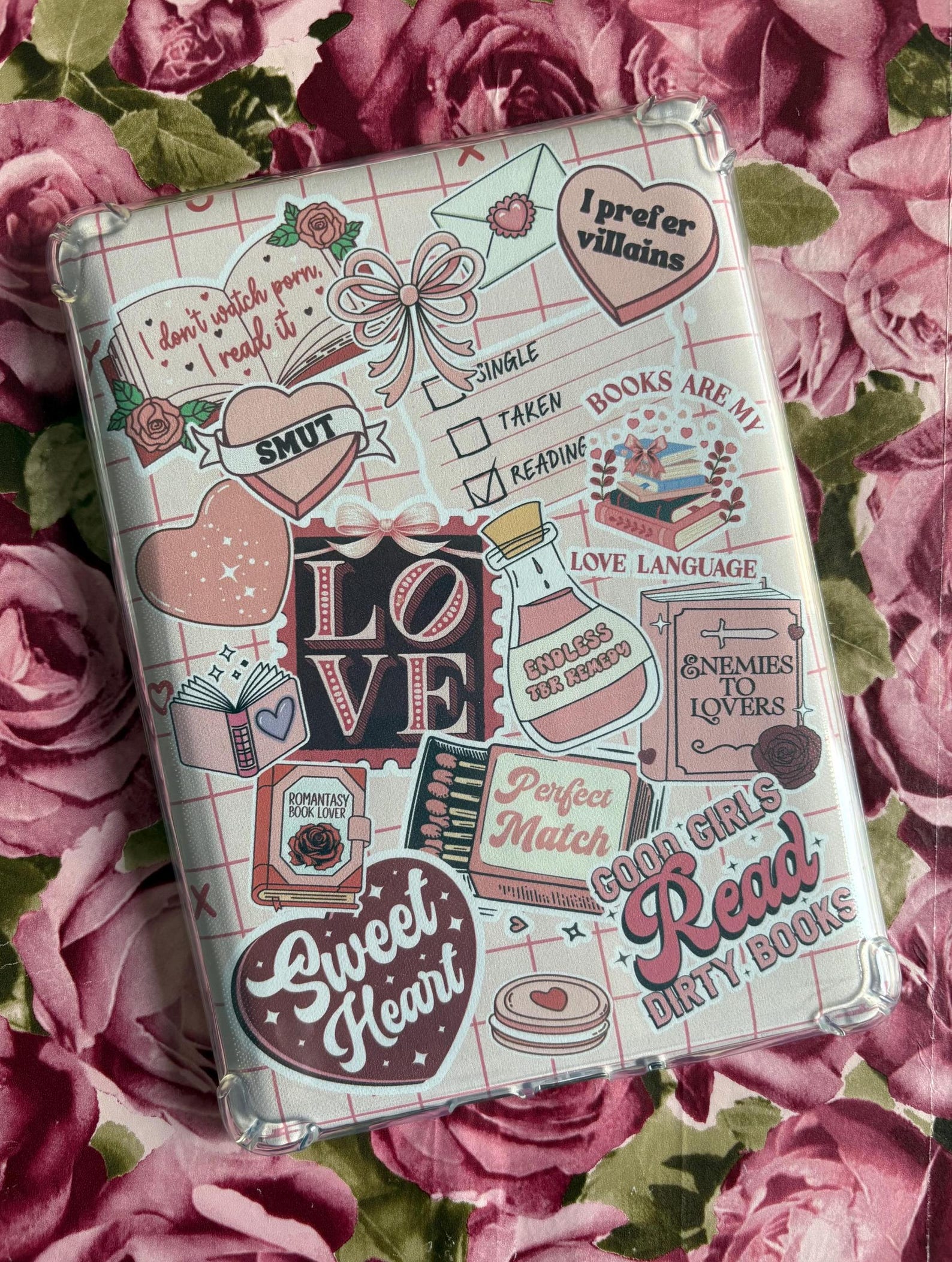 VALENTINE Pink PRINTABLE KINDLE Insert - Bookish Gift/sticker Collage - Basic Kindle, Paperwhite ...