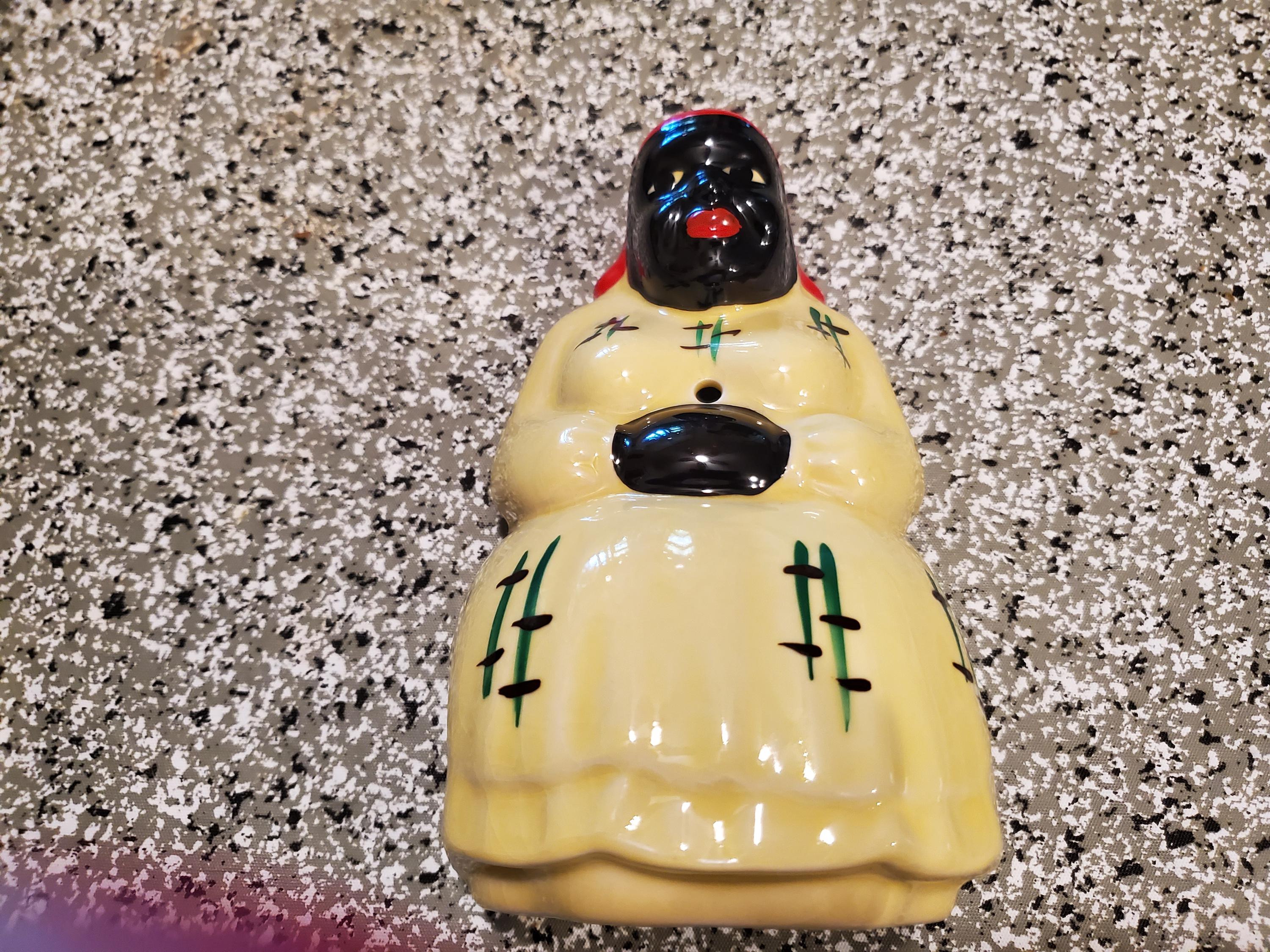 Mccoy Pottery String Holder Woman Cook in Yellow & Green Dress 1950's ...