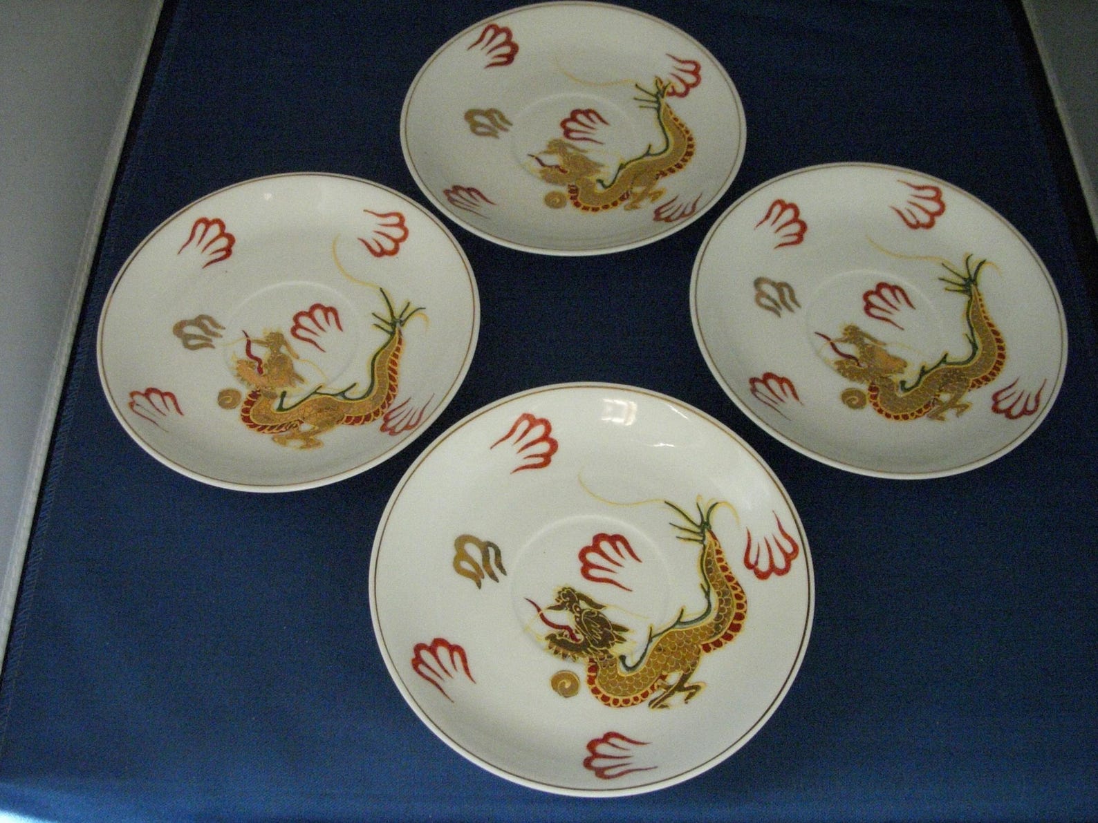 Vintage Japanese Moriage Dragonware China - 4 Luncheon Plates & 4 ...
