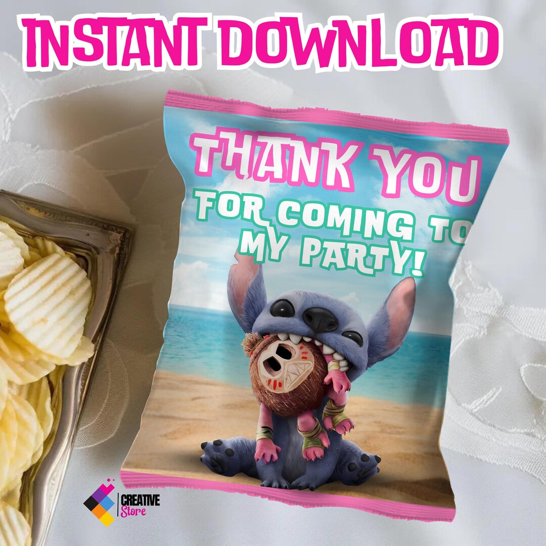 Editable Stitch Chip Bags for Party Favors, Party Bags, Lilo and Stitch ...