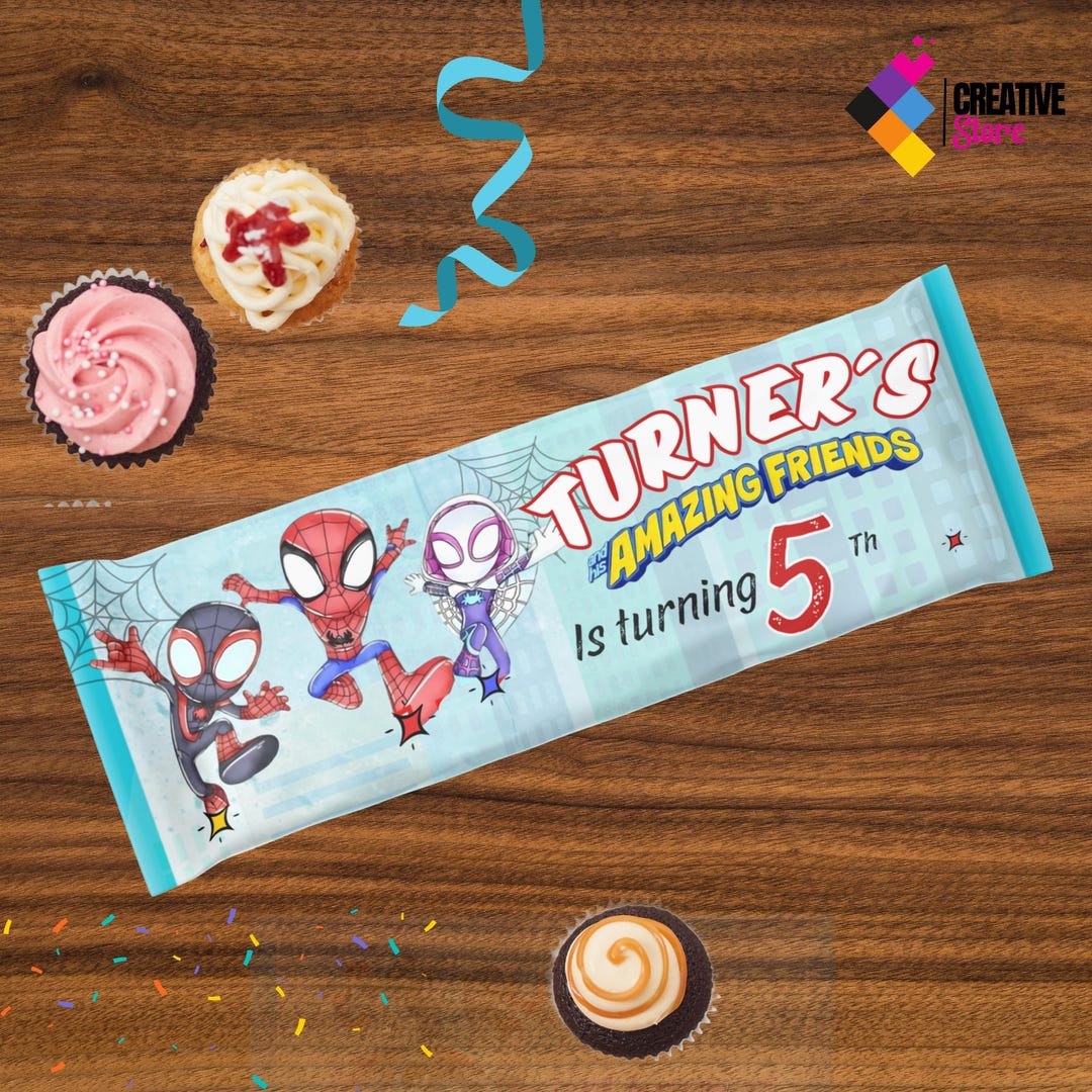 Spidey and His Amazing Friends Chocolate Bar Wrapper, Digital Chocolate ...