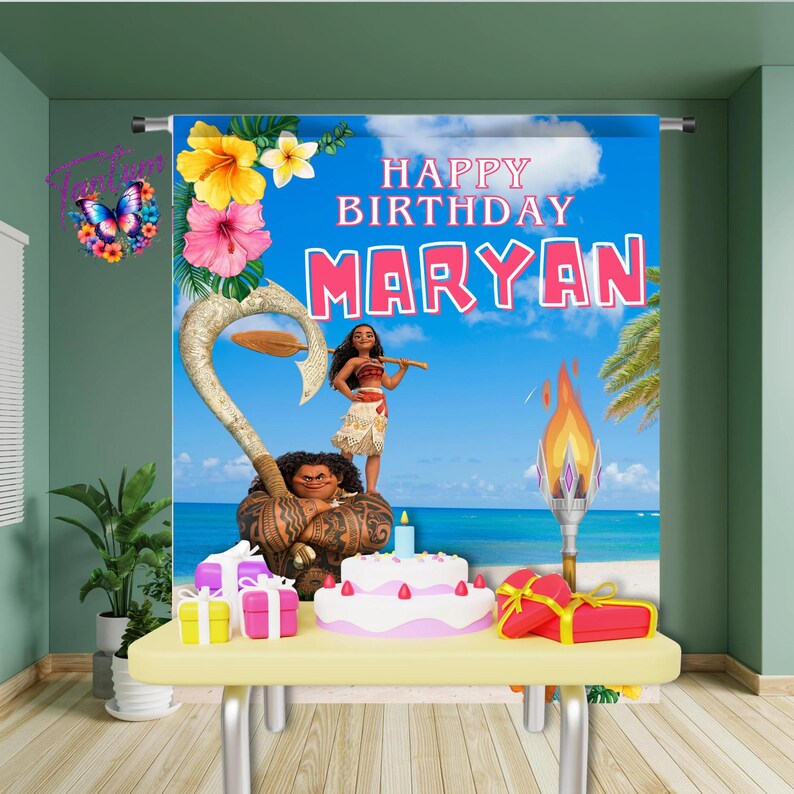 Moana Backdrop | Custom Banner | Moana 2 Birthday Party | Moana Decor ...