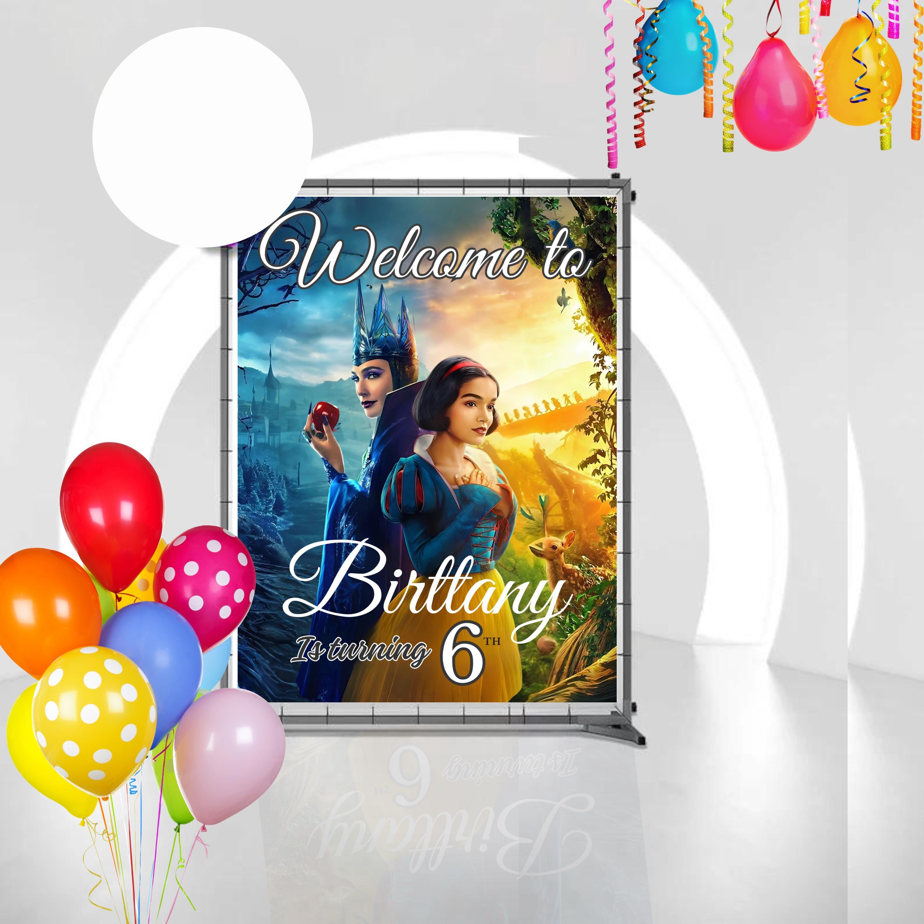 Snowwhite Backdrop, Custom Banner, Sonpwwhite Birthday Party, Decor ...