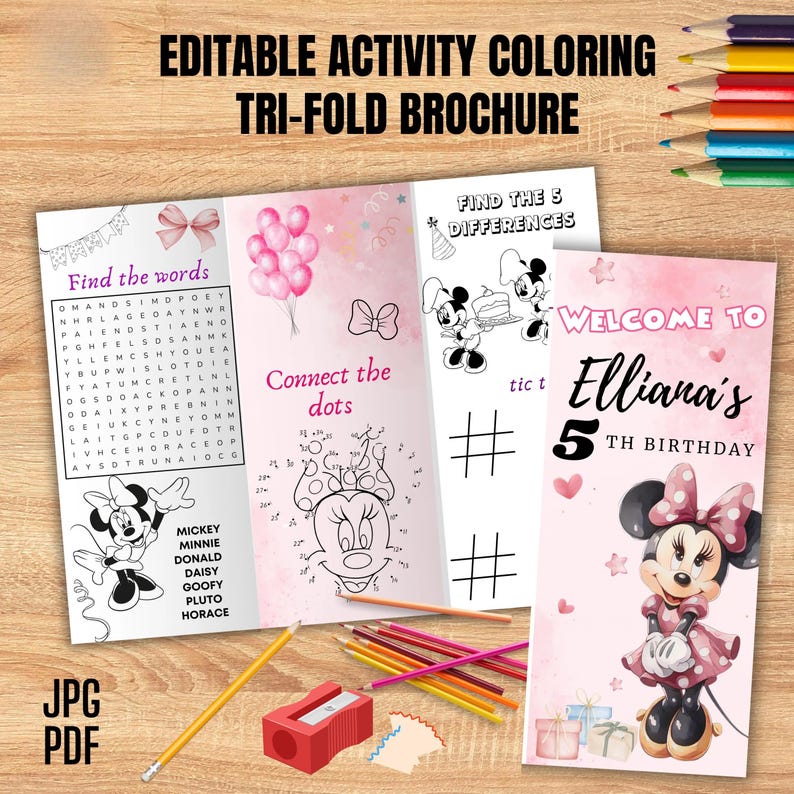 Printable Minnie Activity Sheet, Minnie Trifold Brochure, Minnie ...